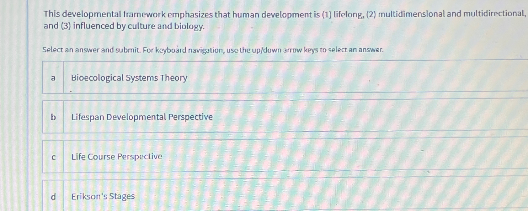 Solved This developmental framework emphasizes that human | Chegg.com