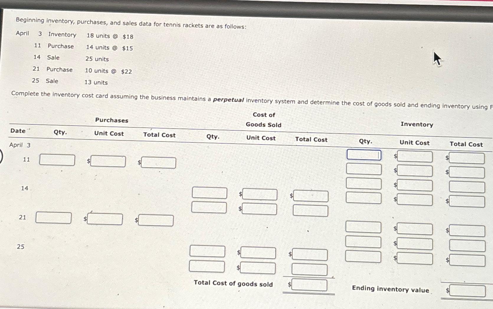Solved Beginning inventory, purchases, and sales data for | Chegg.com