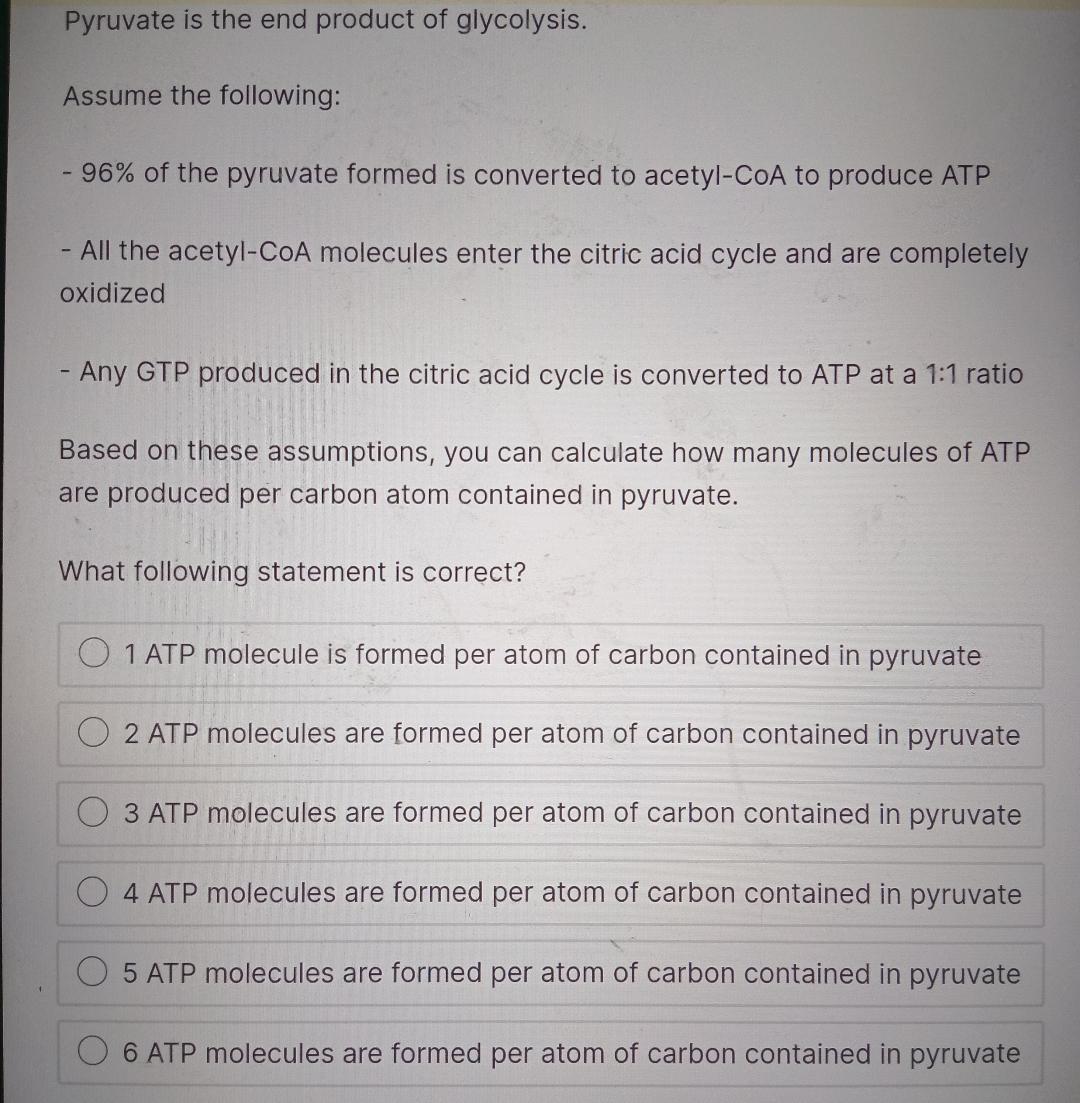 Solved Pyruvate is the end product of glycolysis.Assume the | Chegg.com