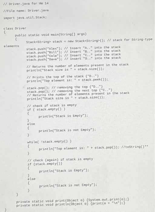 Solved - Read and get familiar with the Stack Java Docs. - | Chegg.com