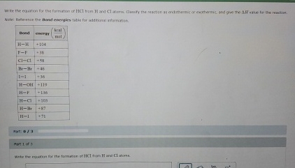 Solved Write the equation for the formation of HCI from H | Chegg.com
