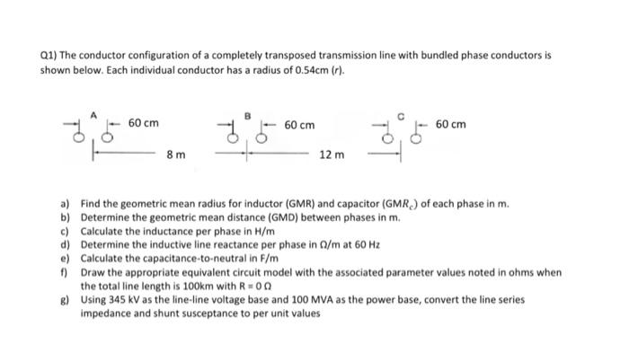 Solved Q1) The conductor configuration of a completely | Chegg.com
