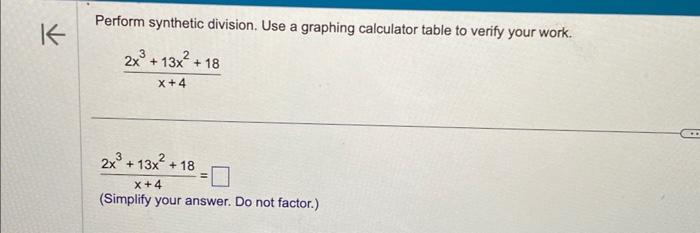 Solved Perform synthetic division. Use a graphing calculator | Chegg.com