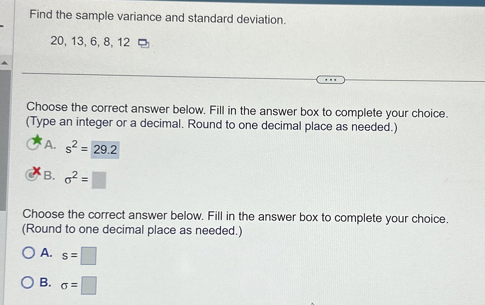 Solved Find the sample variance and standard | Chegg.com