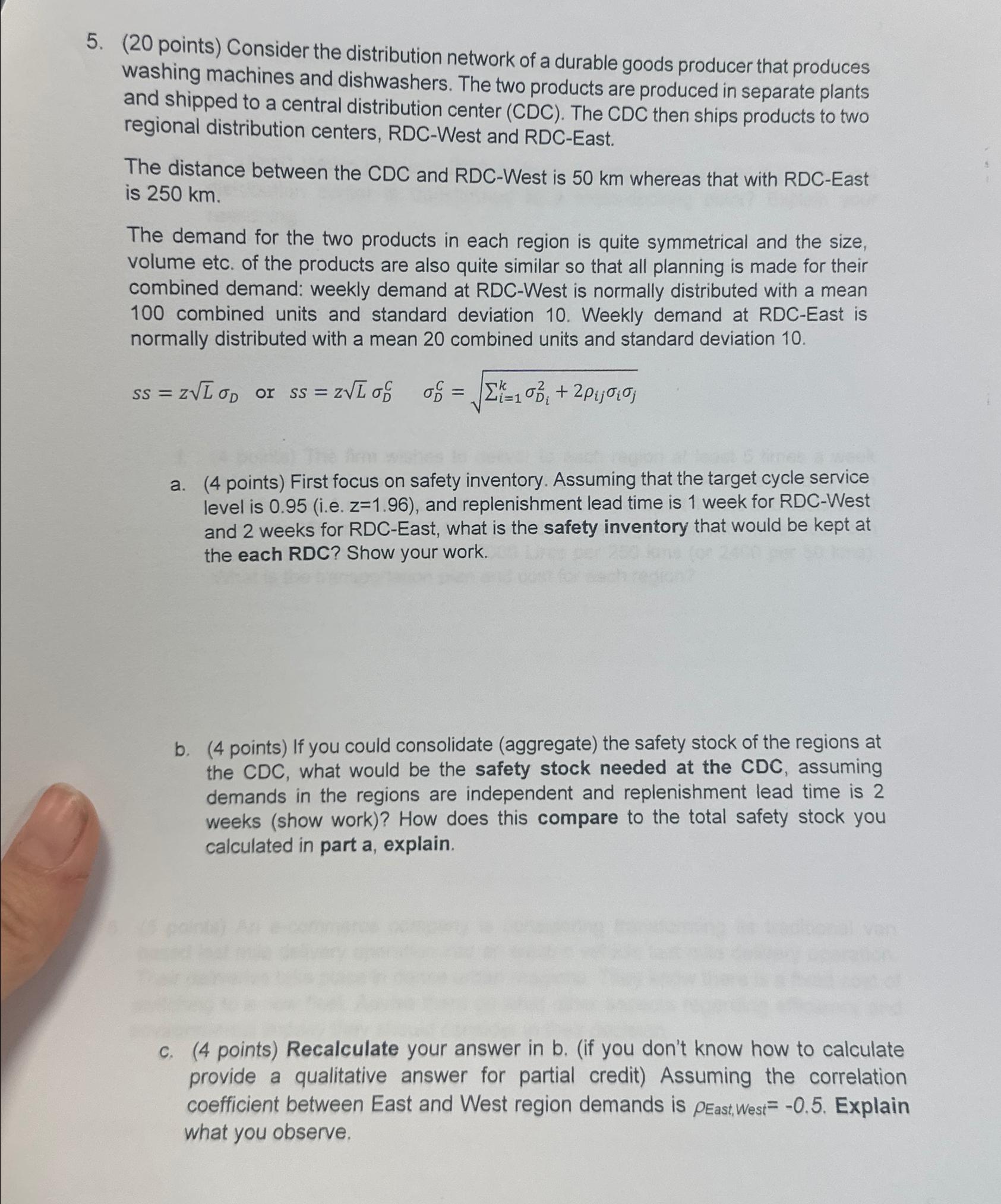 Solved (20 ﻿points) ﻿Consider the distribution network of a | Chegg.com