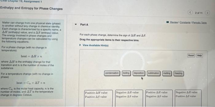 Solved Chapter 19. Assignment i Enthalpy and Entropy for | Chegg.com