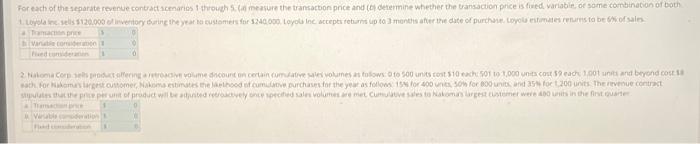 Solved For each of the separate revenue contract scenarios 1 | Chegg.com