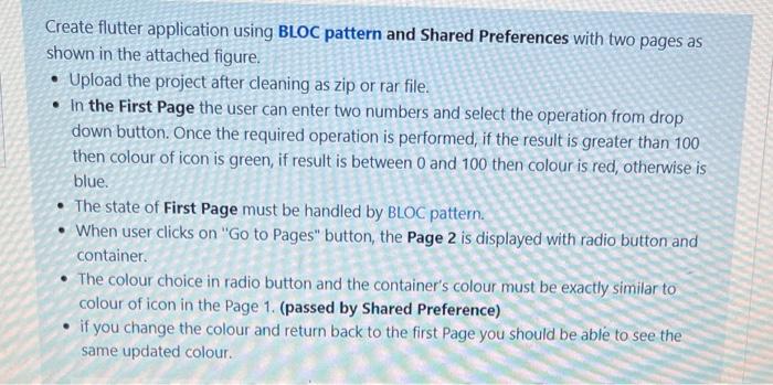 Solved Create flutter application using BLOC pattern and | Chegg.com