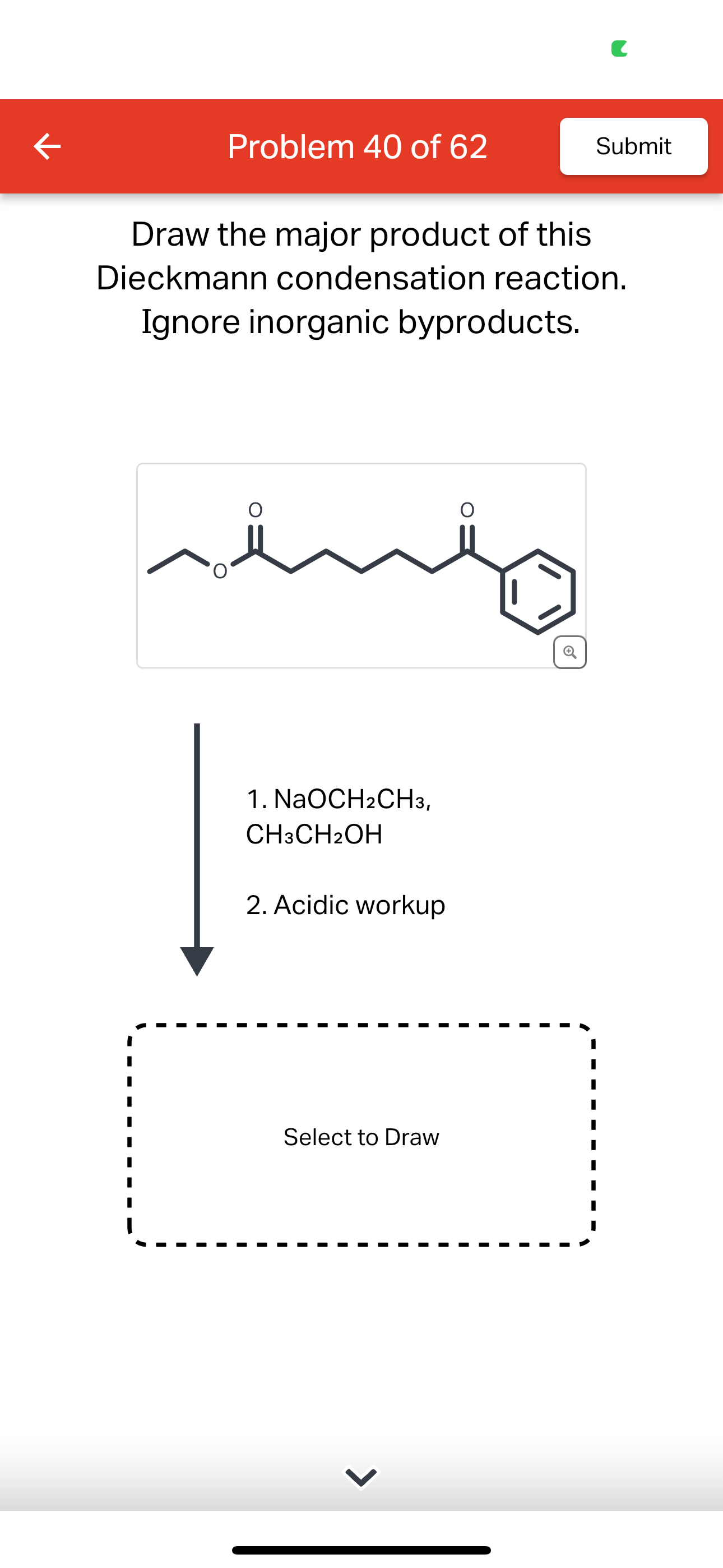 Solved Problem 40 ﻿of 62Draw the major product of this | Chegg.com