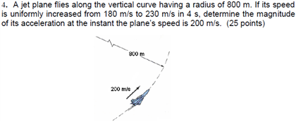 Solved A jet plane flies along the vertical curve having a | Chegg.com