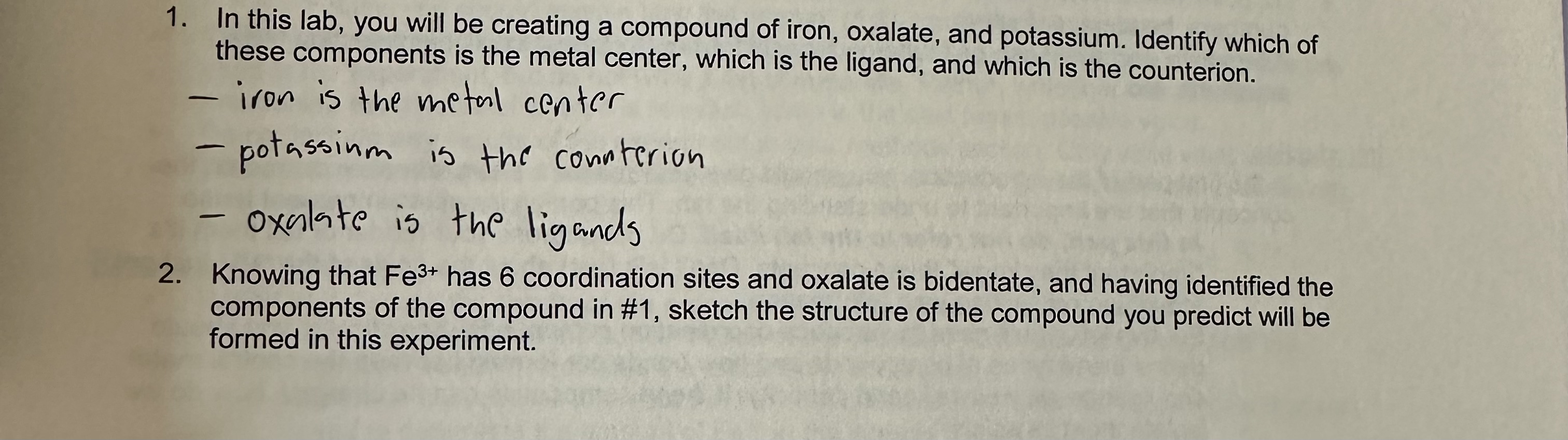 Solved In this lab, you will be creating a compound of iron, | Chegg.com