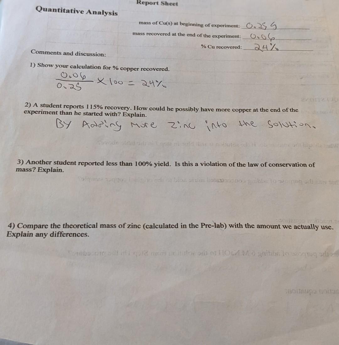 Solved Quantitative Analysis Comments and discussion: mass | Chegg.com