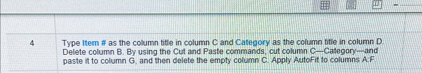 Solved Type Item # as the column title in column C ﻿and | Chegg.com