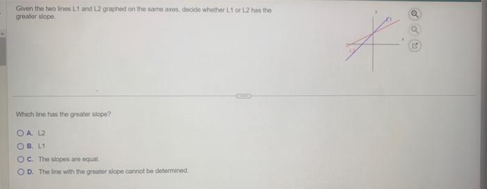 Solved Given the two lirves L1 and L2 graphed on the same | Chegg.com