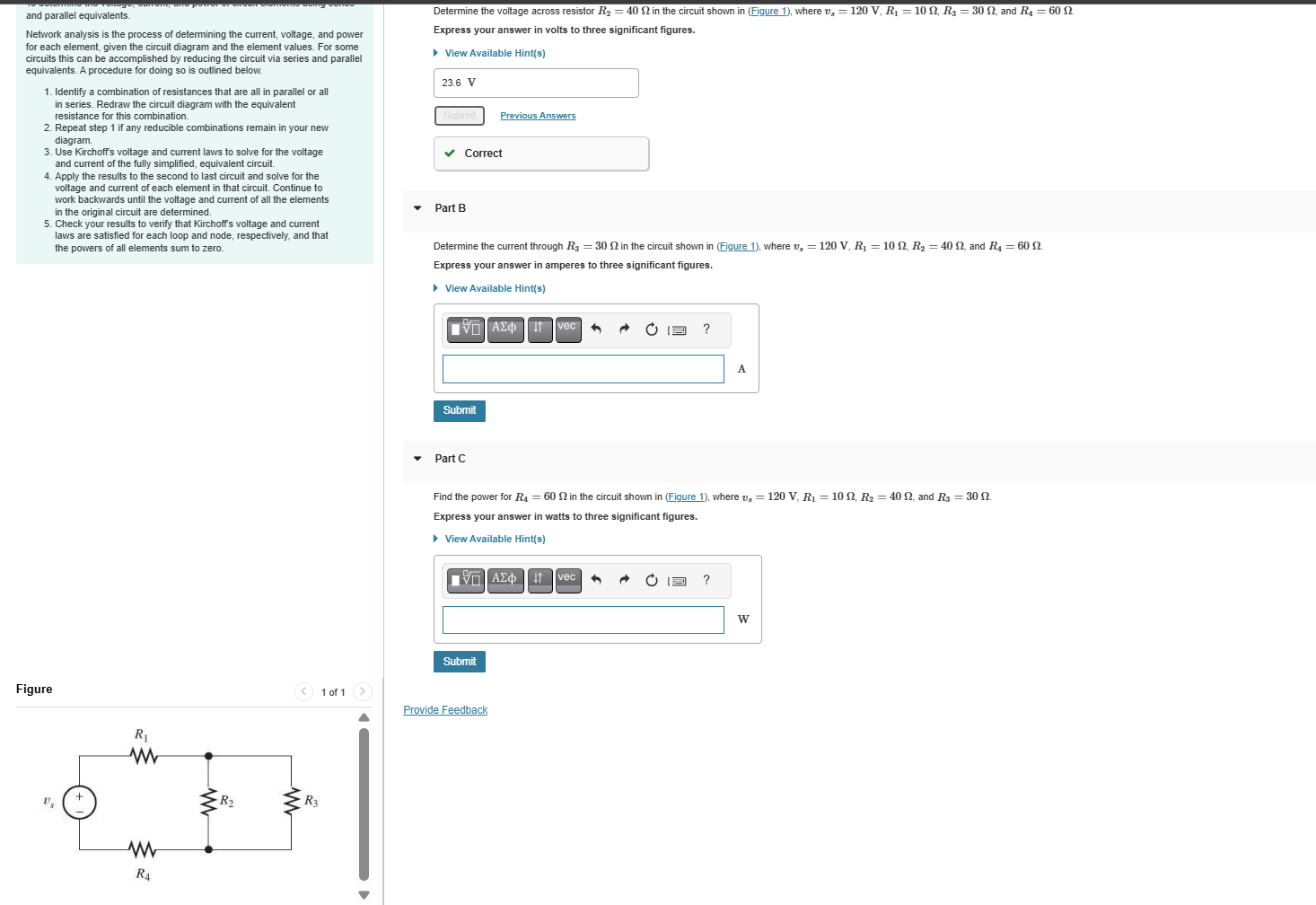 Solved and parallel equivalents.Network analysis is the | Chegg.com