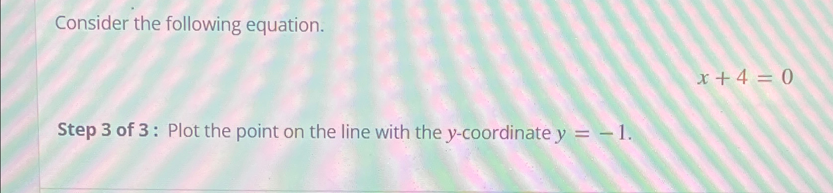 Solved Consider the following equation.x+4=0Step 3 ﻿of 3 ﻿: | Chegg.com