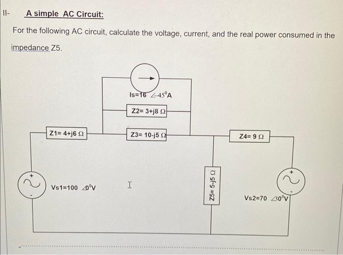 Solved For the following AC circuit, calculate the voltage, | Chegg.com