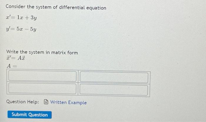Solved Consider the system of differential equation | Chegg.com