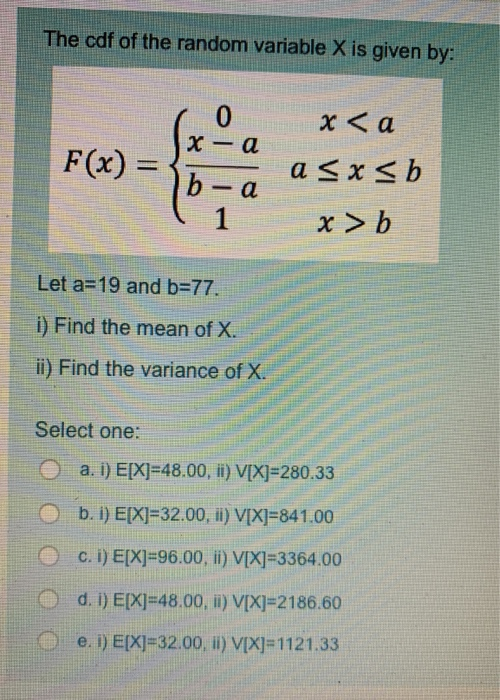 Solved The cdf of the random variable X is given by: 0x