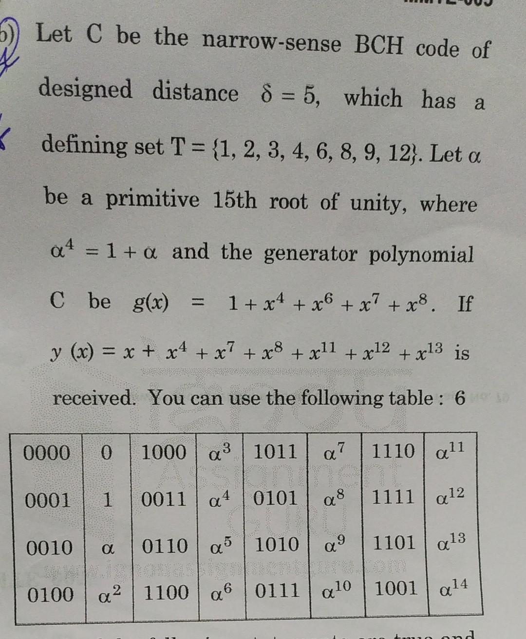 Let C be the narrow-sense BCH code of designed | Chegg.com