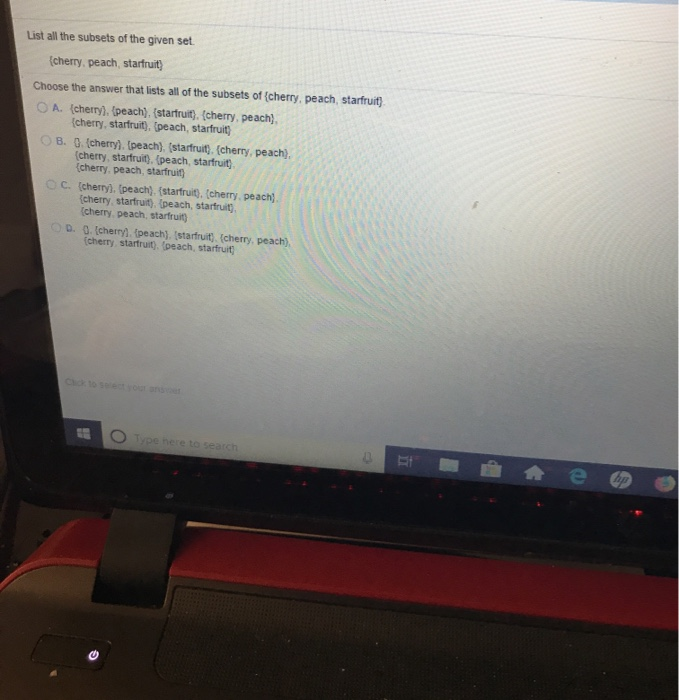 Solved List all the subsets of the given set (cherry, peach | Chegg.com