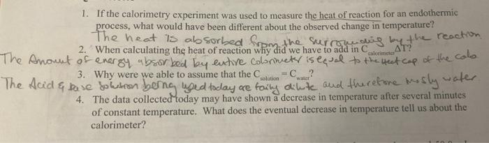 Solved calorimetry: measuring the heat of a reaction please | Chegg.com