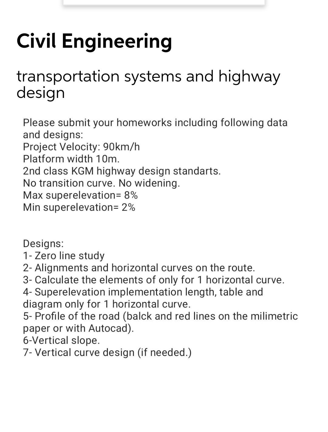 Civil Engineering transportation systems and highway | Chegg.com
