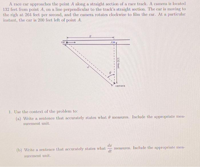 Solved A race car approaches the point A along a straight | Chegg.com