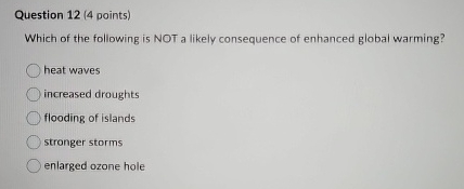 Solved Question 12 (4 ﻿points)Which of the following is NOT | Chegg.com