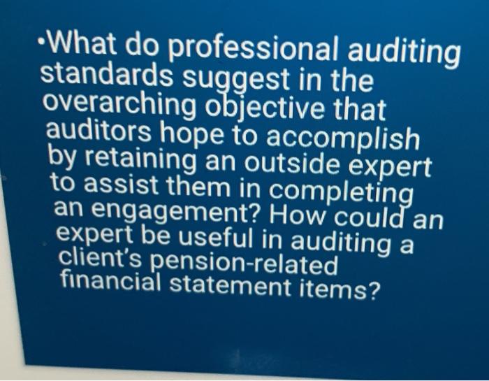 Solved •What do professional auditing standards suggest in | Chegg.com