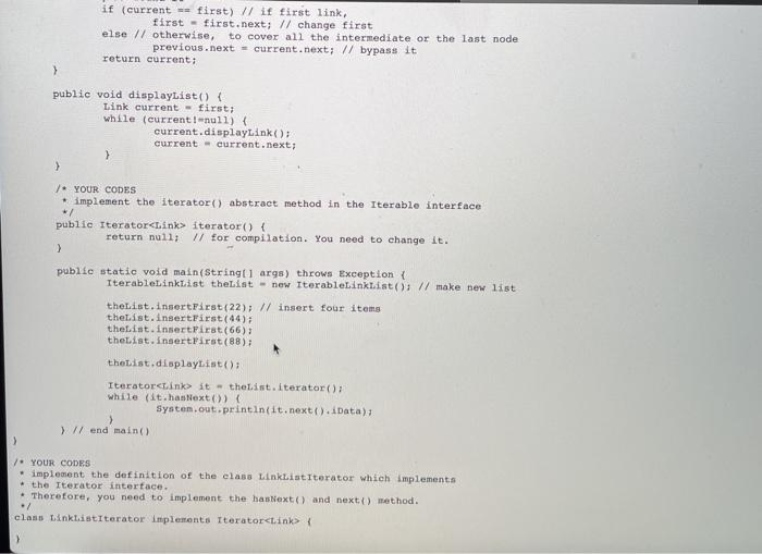Solved Problem 2 Iterable Linked List Class (40') | Chegg.com Solved Problem 2 Iterable Linked List Class (40') | Chegg.com