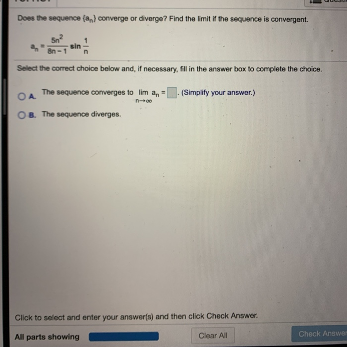Solved Determine if the sequence (a.) converges or diverges. | Chegg.com