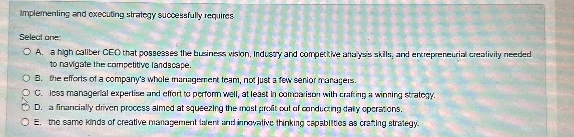 Solved Implementing and executing strategy successfully | Chegg.com