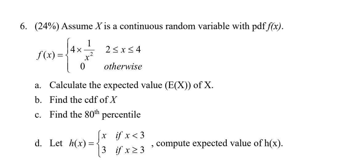 Solved ( 24% ﻿Assume x ﻿is a continuous random variable with | Chegg.com