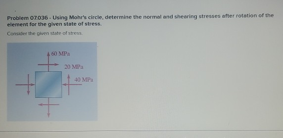 Solved Problem 07.036. Using Mohr's circle, determine the | Chegg.com