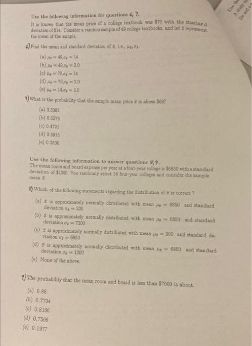 Solved Une the following information for questions 6,7. It | Chegg.com