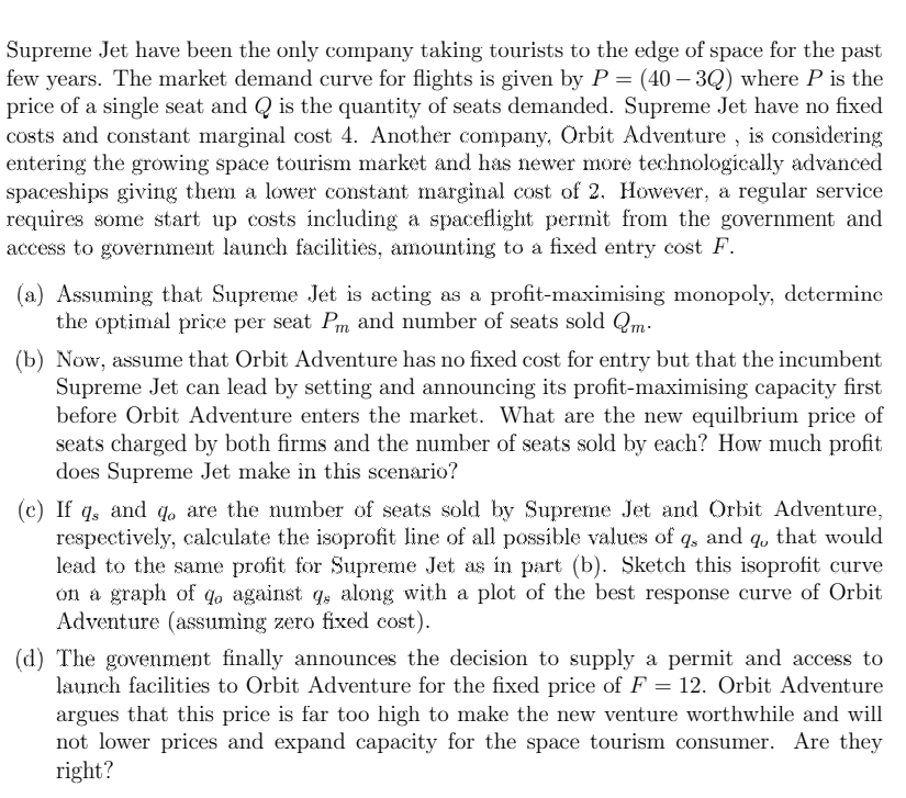 Supreme Jet have been the only company taking | Chegg.com