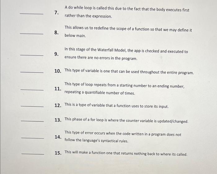 Solved Match the following definitions and statements to the | Chegg.com