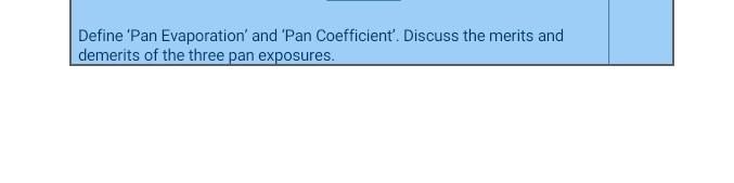 Solved Define 'Pan Evaporation' and 'Pan Coefficient. | Chegg.com