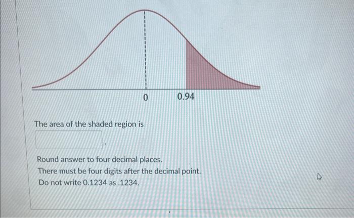 Solved The area of the shaded region is Round answer to four | Chegg.com