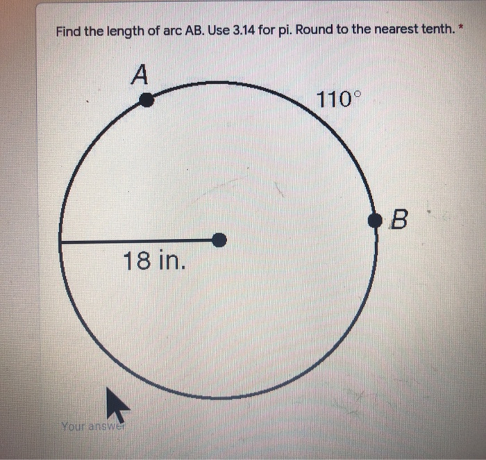 Solved Find the length of arc AB. Use 3.14 for pi. Round to | Chegg.com