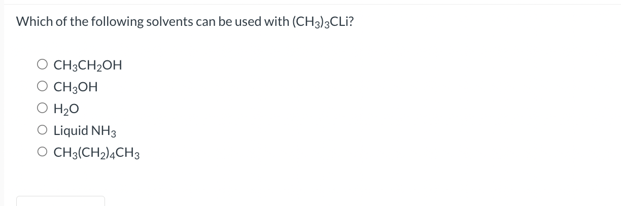 Solved Which of the following solvents can be used with | Chegg.com