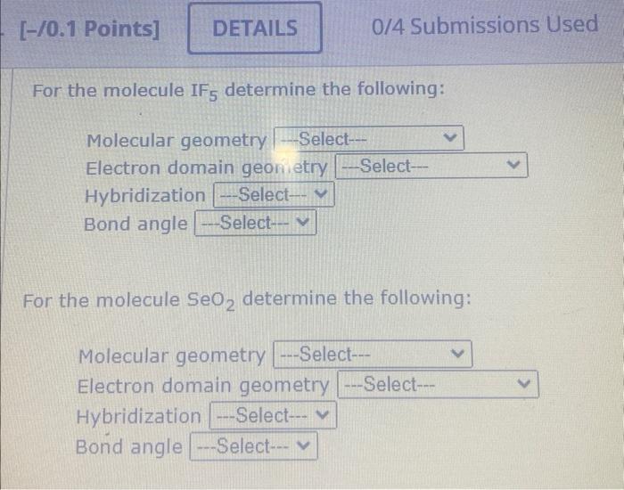 Solved For the molecule IF 5 determine the following: | Chegg.com