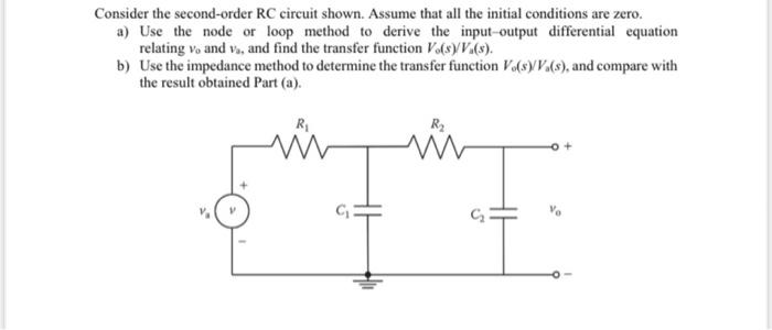 Solved Consider The Second Order Rc Circuit Shown Assume