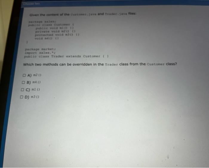 Solved Which two methods can be overridden in the Trader | Chegg.com