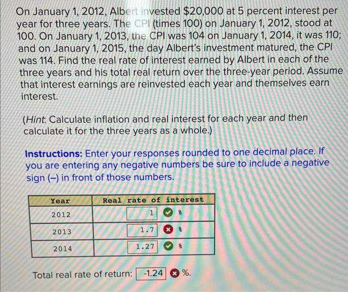 Solved need help fininf real rate of interest for year 2013 | Chegg.com