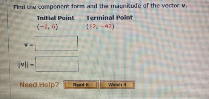 Solved Find the component form and the magnitude of the | Chegg.com