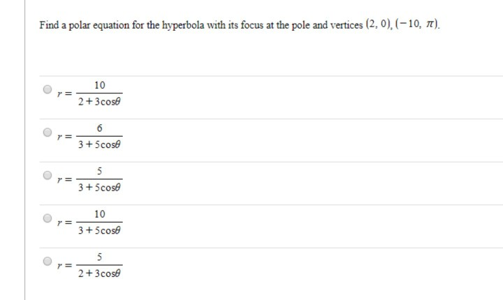 Solved Find a polar equation for the hyperbola with its | Chegg.com