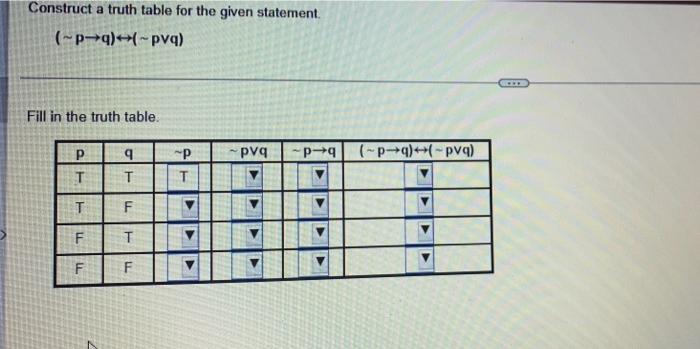 Solved Construct a truth table for the given statement. | Chegg.com