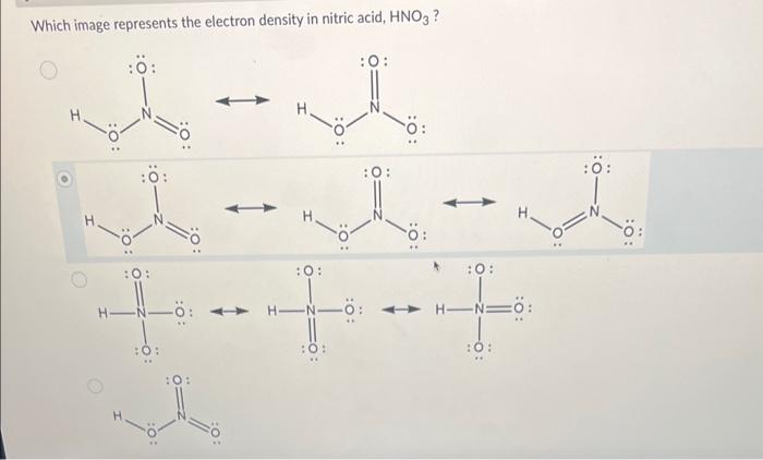 Solved Which image represents the electron density in nitric | Chegg.com
